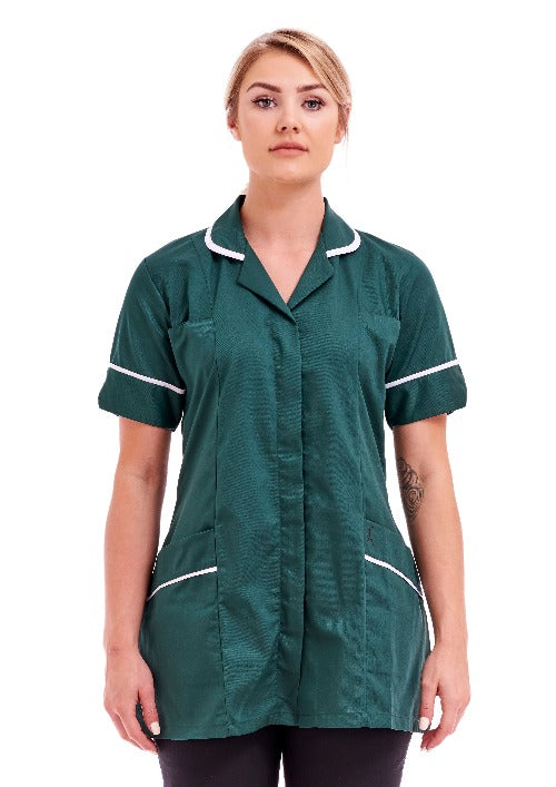 Women's Bottle Green Poly-Cotton Tunic – Nurse & Care Worker Uniform ...
